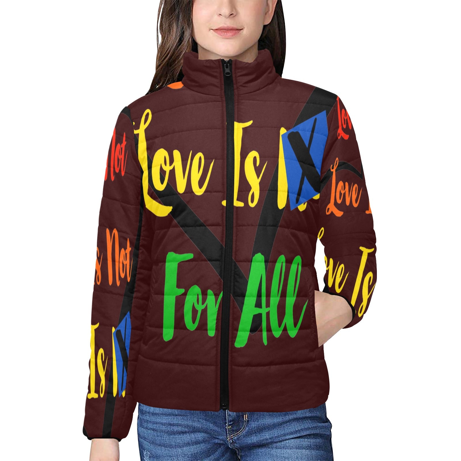 Human Rights Padded Bomber Jacket Chocolate – RHU Romantic Healthy You